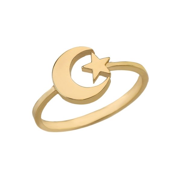 Element Shine | Jewelry | 4k Solid Yellow Gold Islamic Allah Crescent ...